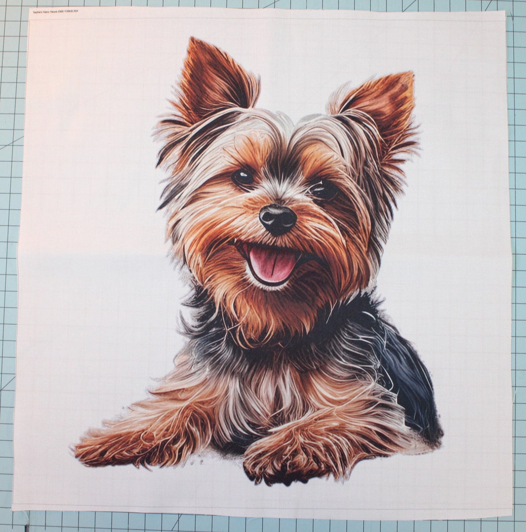 Yorkie Yorkshire 100% Cotton Fabric Panel Square Small Quilting Sewing ...
