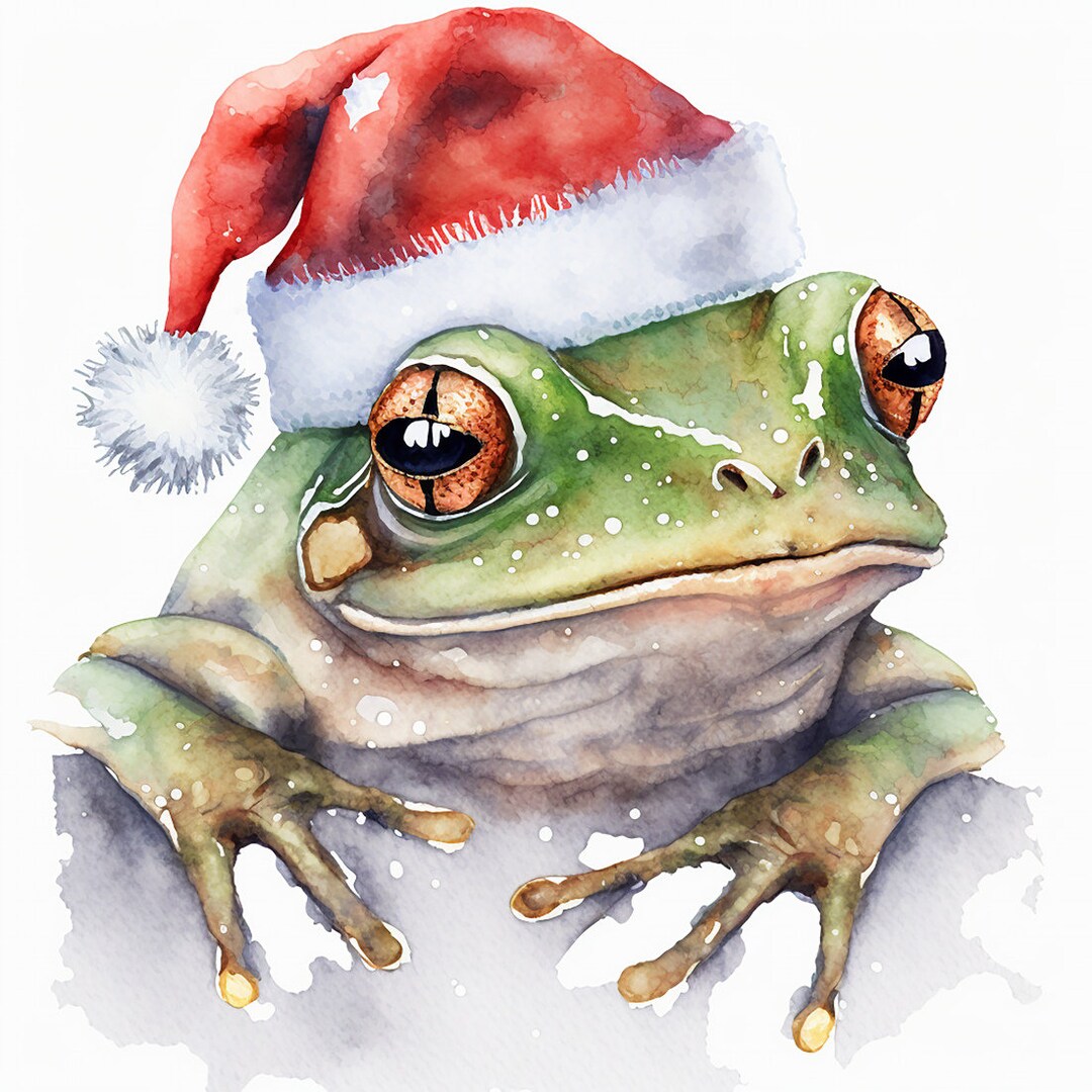 Christmas Holiday Frog 100% Cotton Fabric Panel Square Small Sewing ...