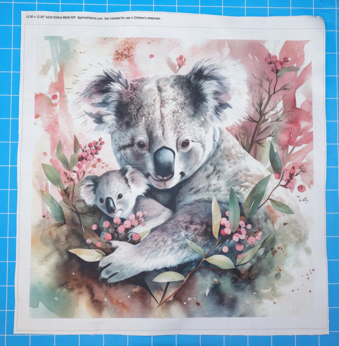 Koala Bears 100% Cotton Fabric Panel Block | Small Sewing Quilting ...