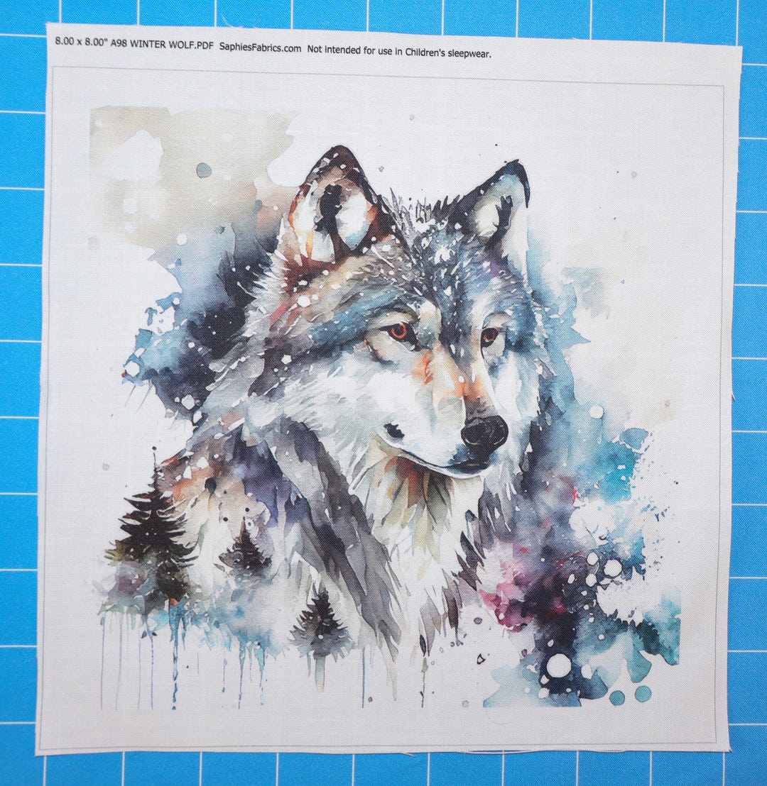 Winter Wolf 100% Cotton Fabric Panel Block | Small Sewing Quilting ...