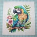 Tropical Parrot Floral Bird 100% Cotton Fabric Panel Square Quilting ...