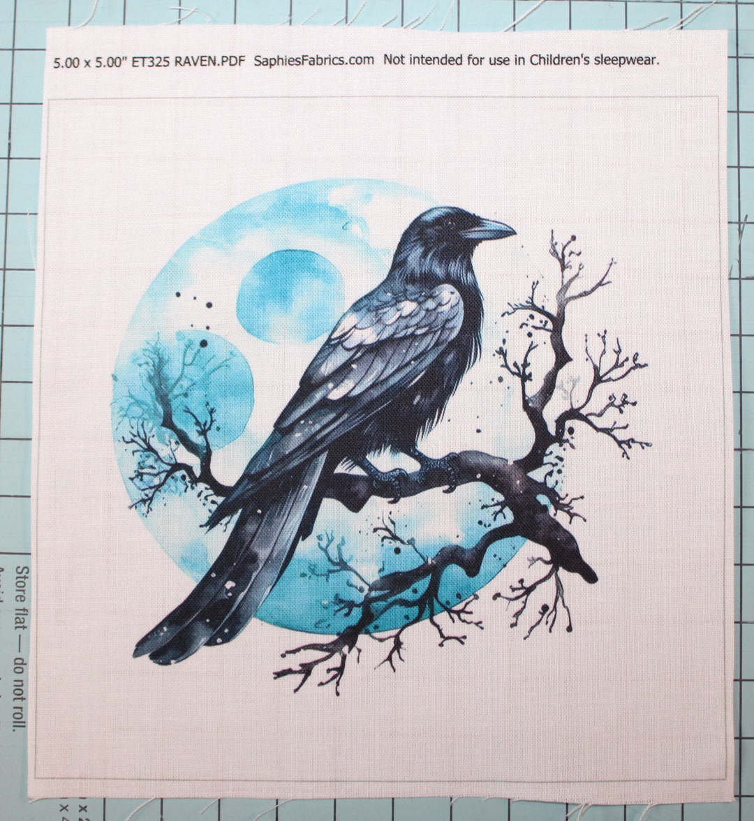 Raven 100% Cotton Fabric Panel Square Small Sewing Quilting Block ET325 ...