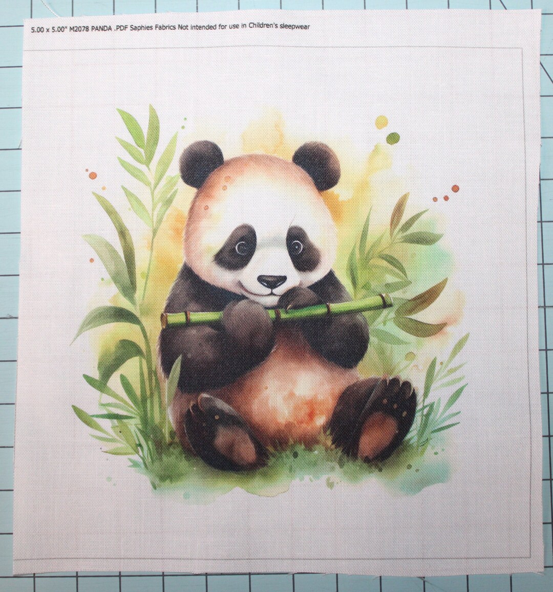 Panda Bear 100% Cotton Fabric Panel Block Small Sewing Quilting Square ...