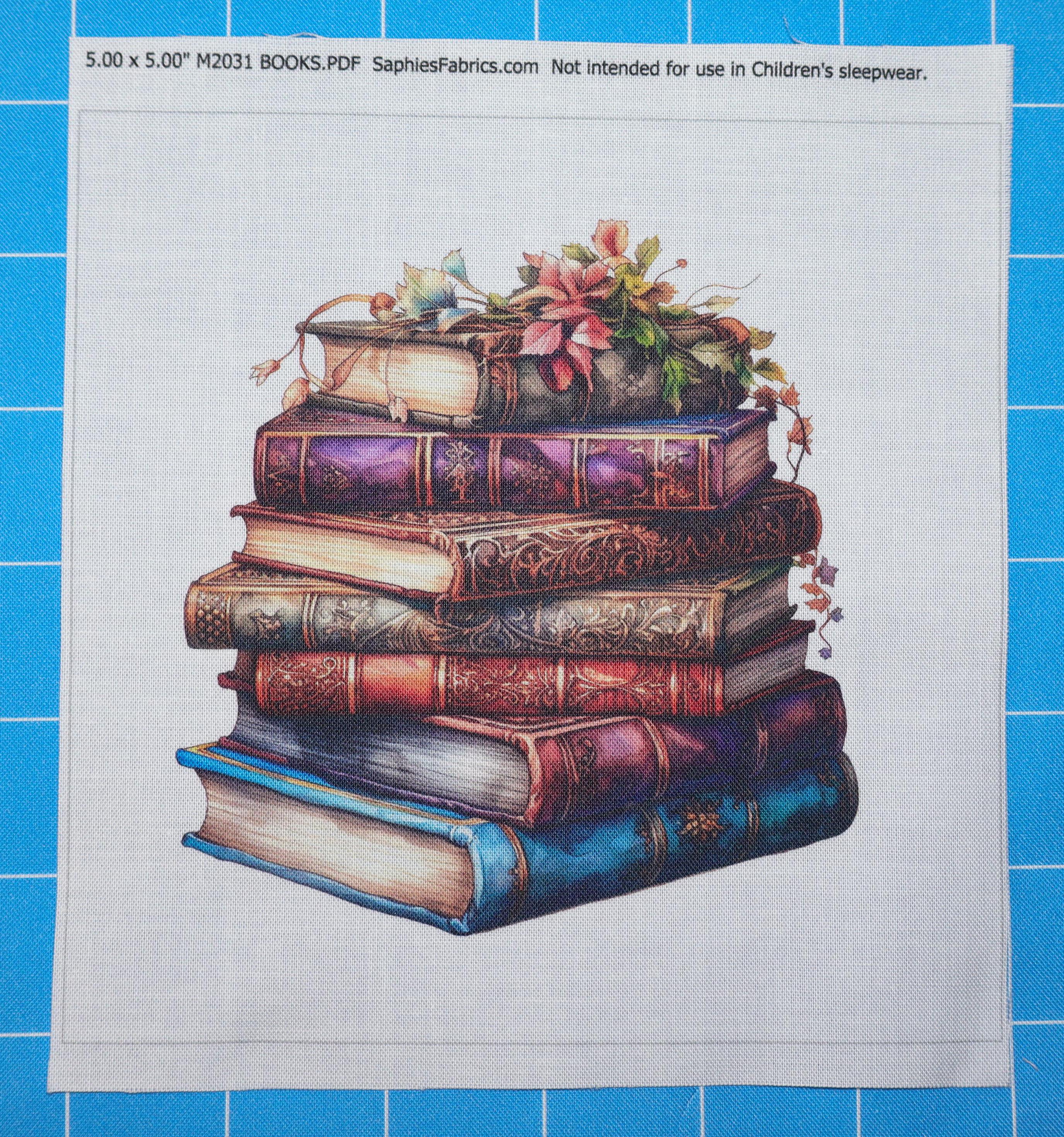 Stack of Books 100% Cotton Fabric Panel Block Quilt Square M2031 - Etsy