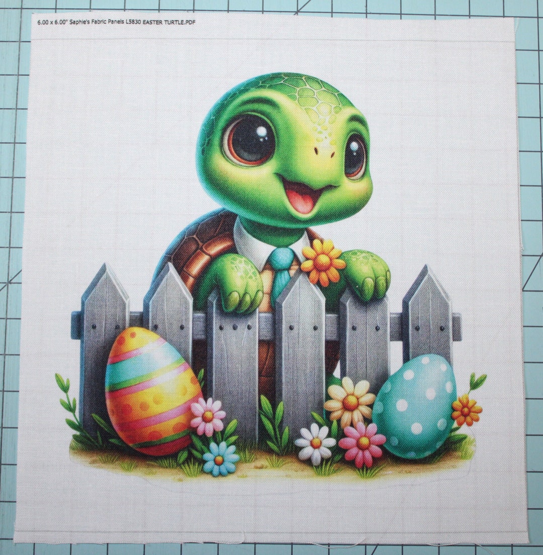 Easter Turtle 100% Cotton Fabric Panel Block Small Sewing Quilting ...