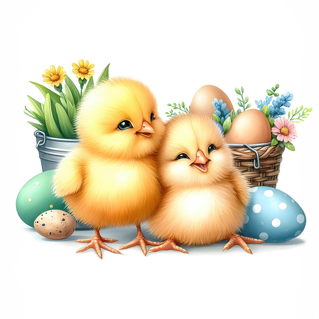 Easter Spring Chicks 100% Cotton Fabric Panel Square Small Sewing ...