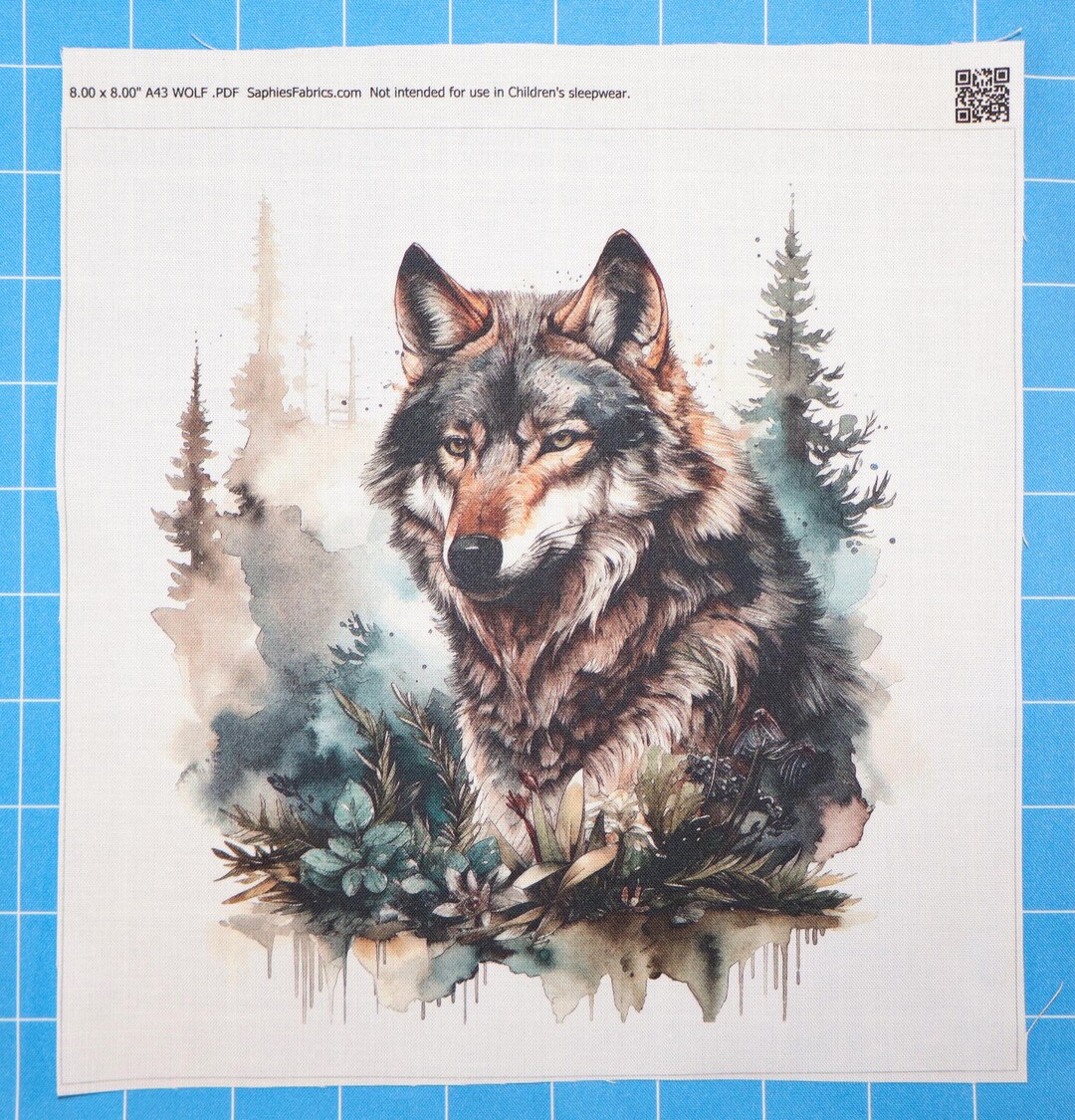 Wolf 100% Cotton Fabric Panel Block | Small Quilting Sewing Square A43 ...
