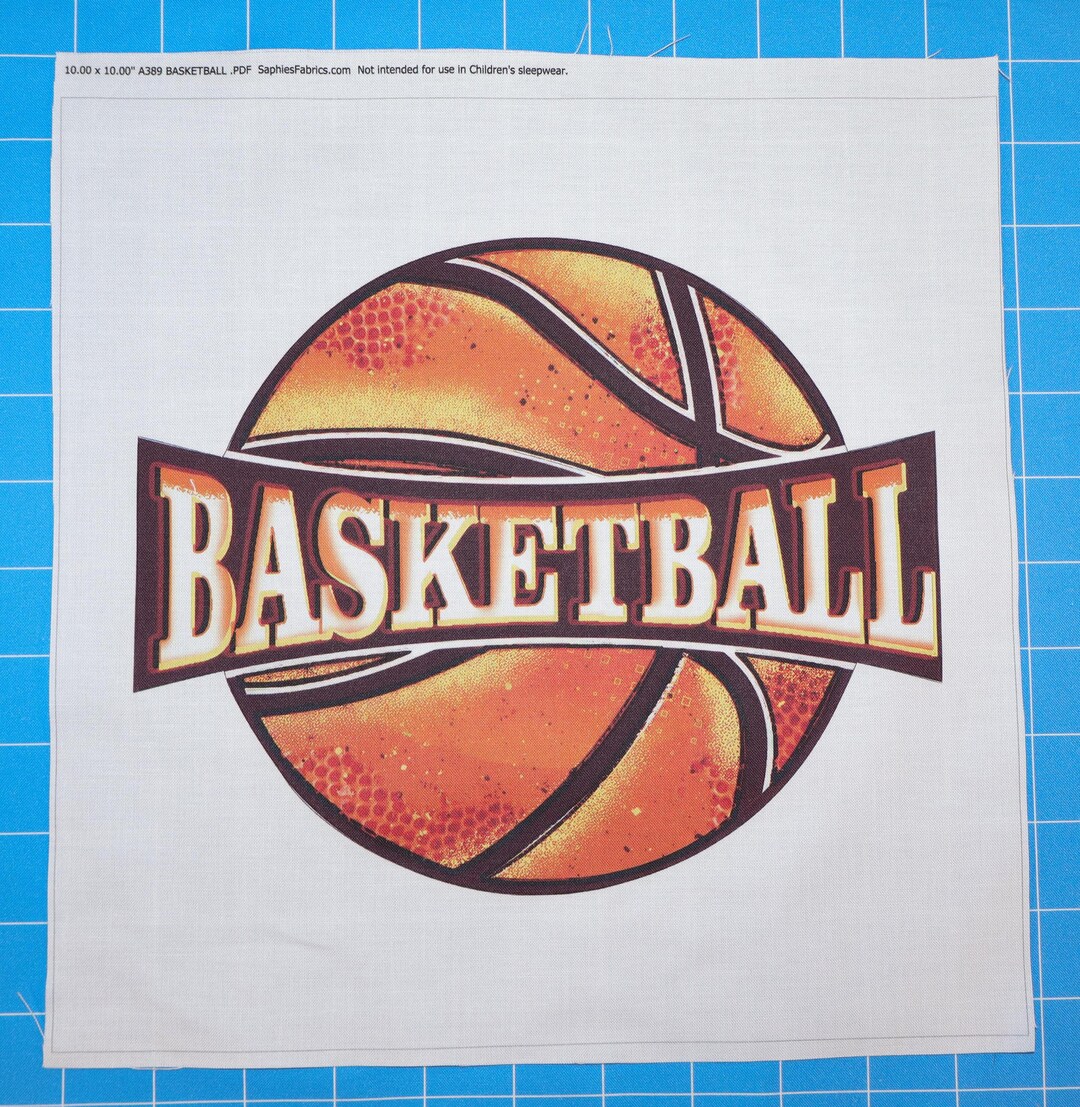 Basketball 100% Cotton Fabric Panel Block | Small Sewing Quilting ...