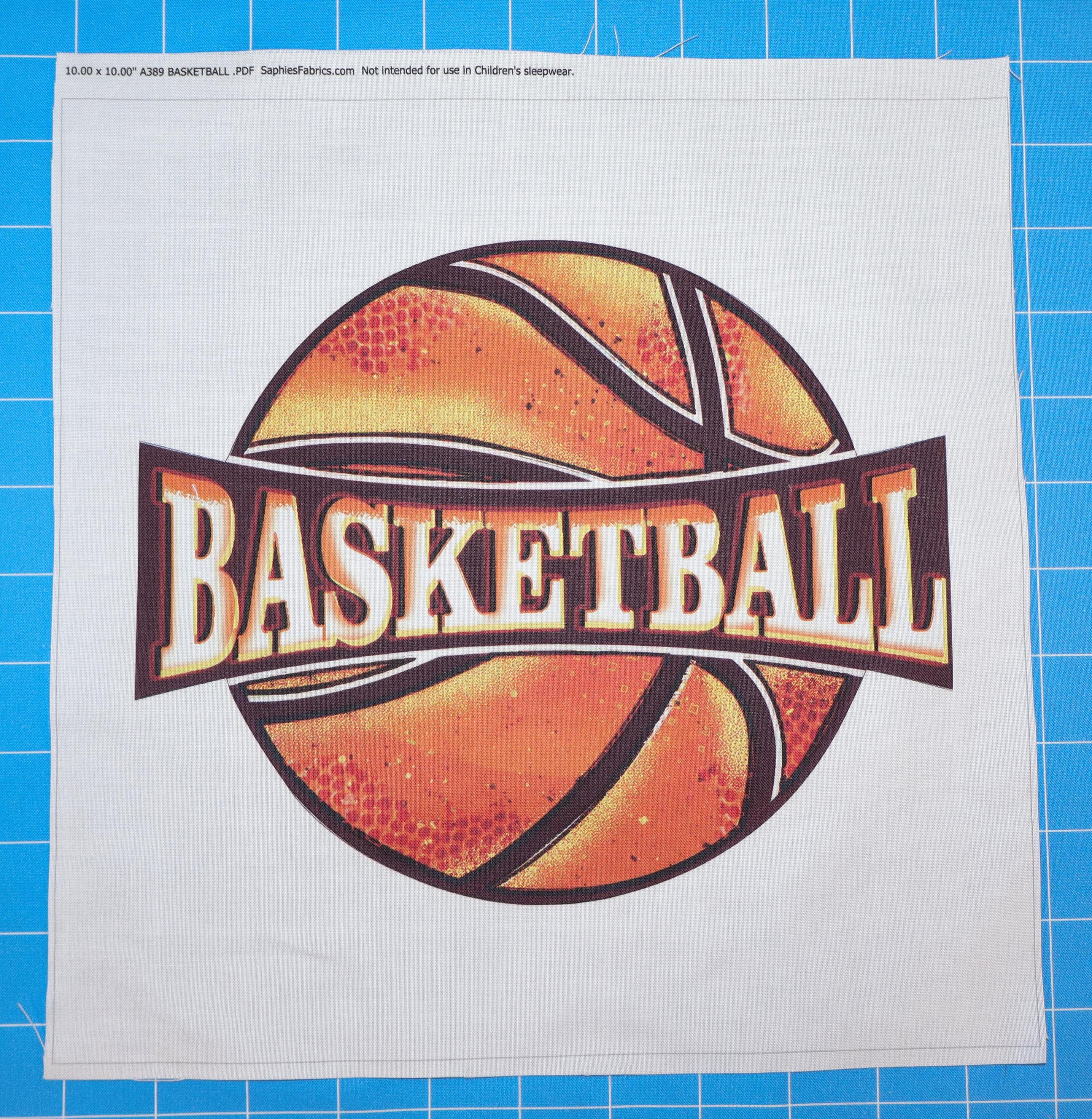 Basketball 100% Cotton Fabric Panel Block | Small Sewing Quilting ...