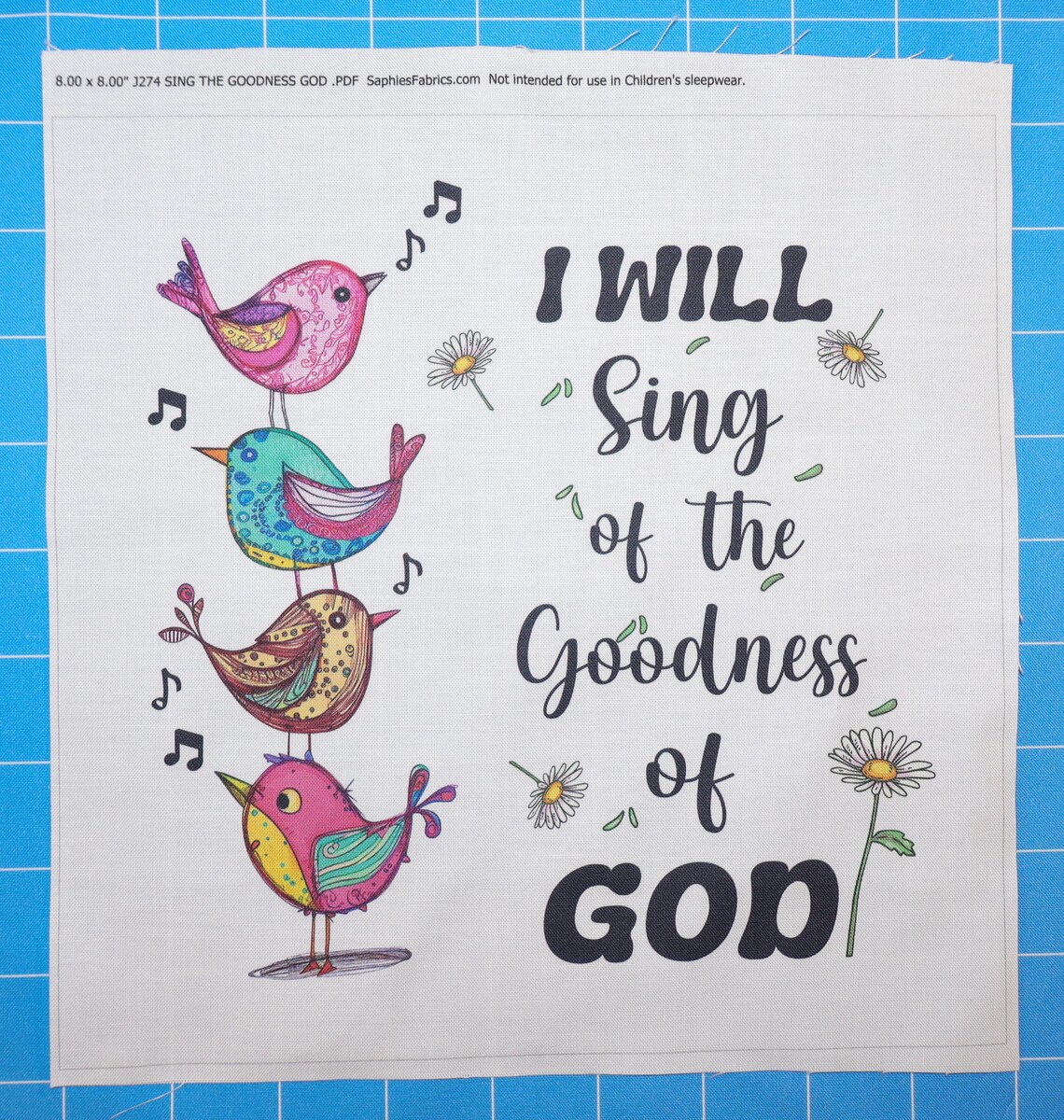 I Will Sing the Goodness of God 100% Cotton Fabric Panel Block | Small ...