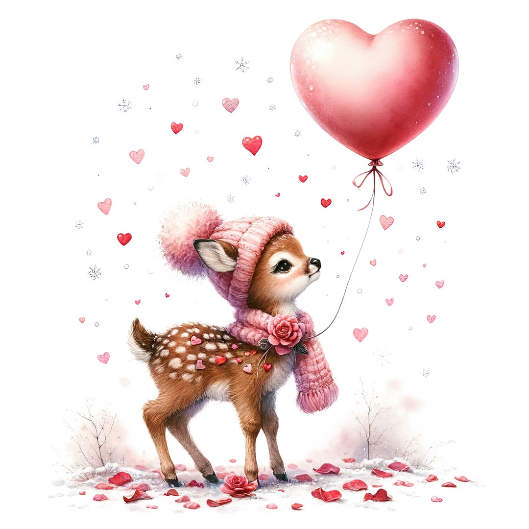 Pink Winter Deer 100% Cotton Fabric Panel Square Small Sewing Quilting ...