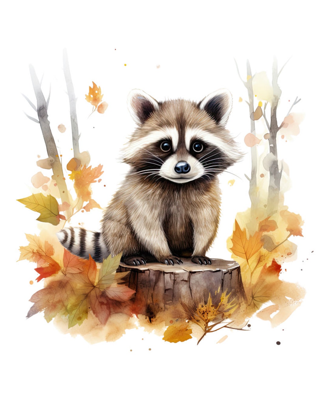 Autumn Raccoon 100% Cotton Fabric Panel Square Small Quilting Sewing ...