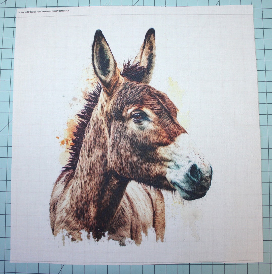 Donkey 100% Cotton Fabric Panel Block Small Sewing Quilting Square M101 ...