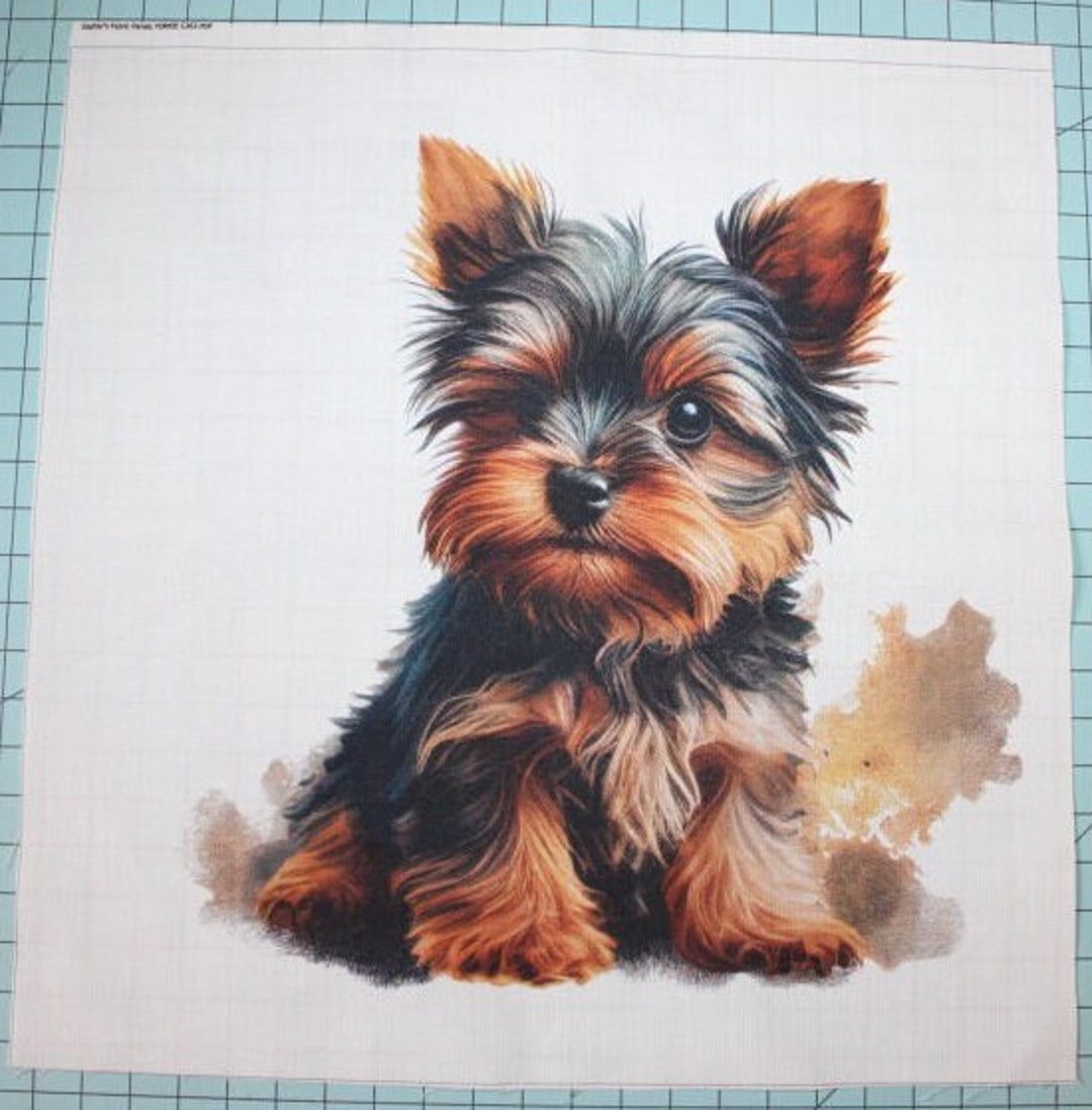Yorkie 100% Cotton Fabric Panel Block | Small Sewing Quilting Square ...