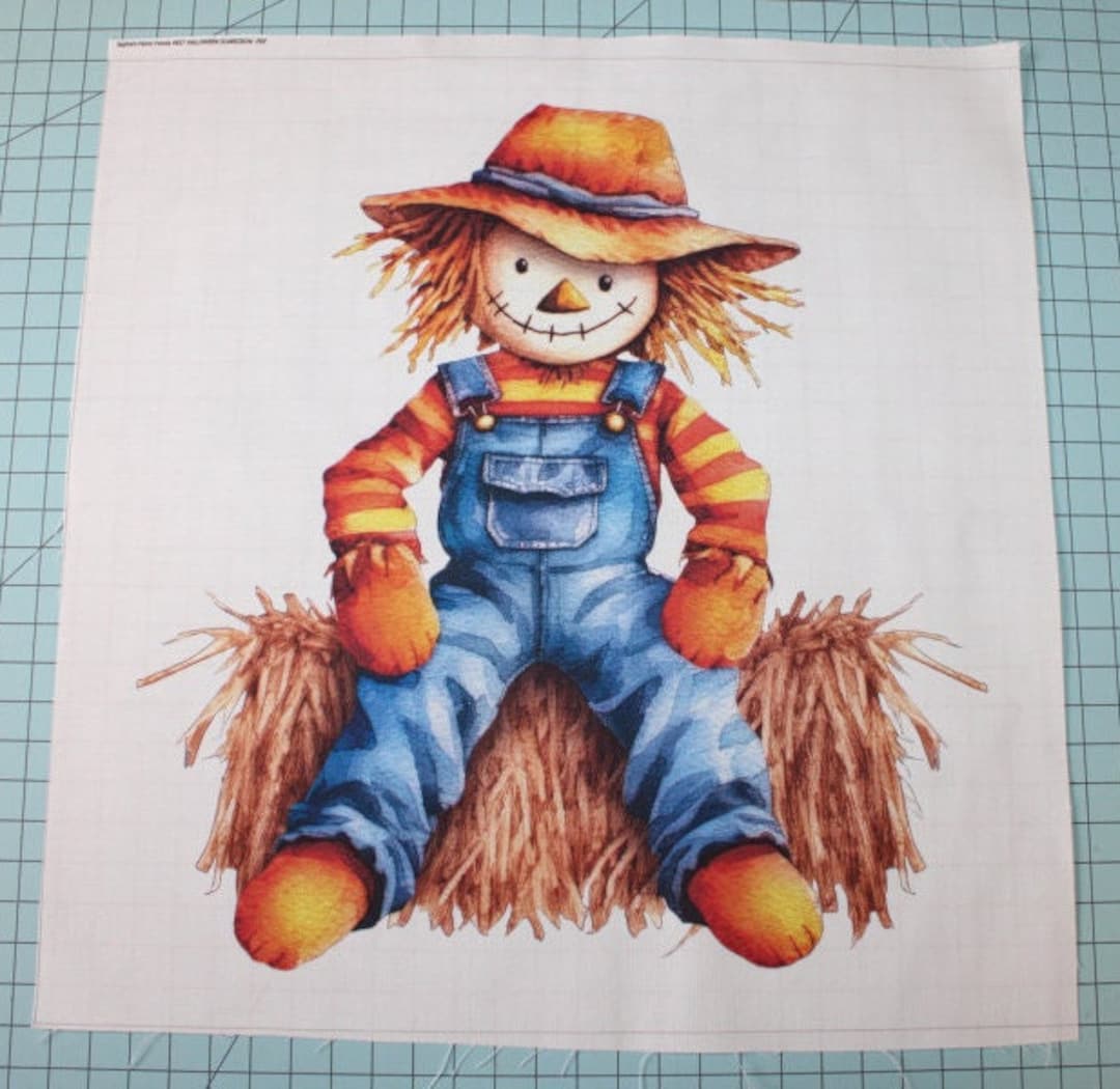 Scarecrow 100% Cotton Fabric Panel Square Small Quilting Sewing Panel ...
