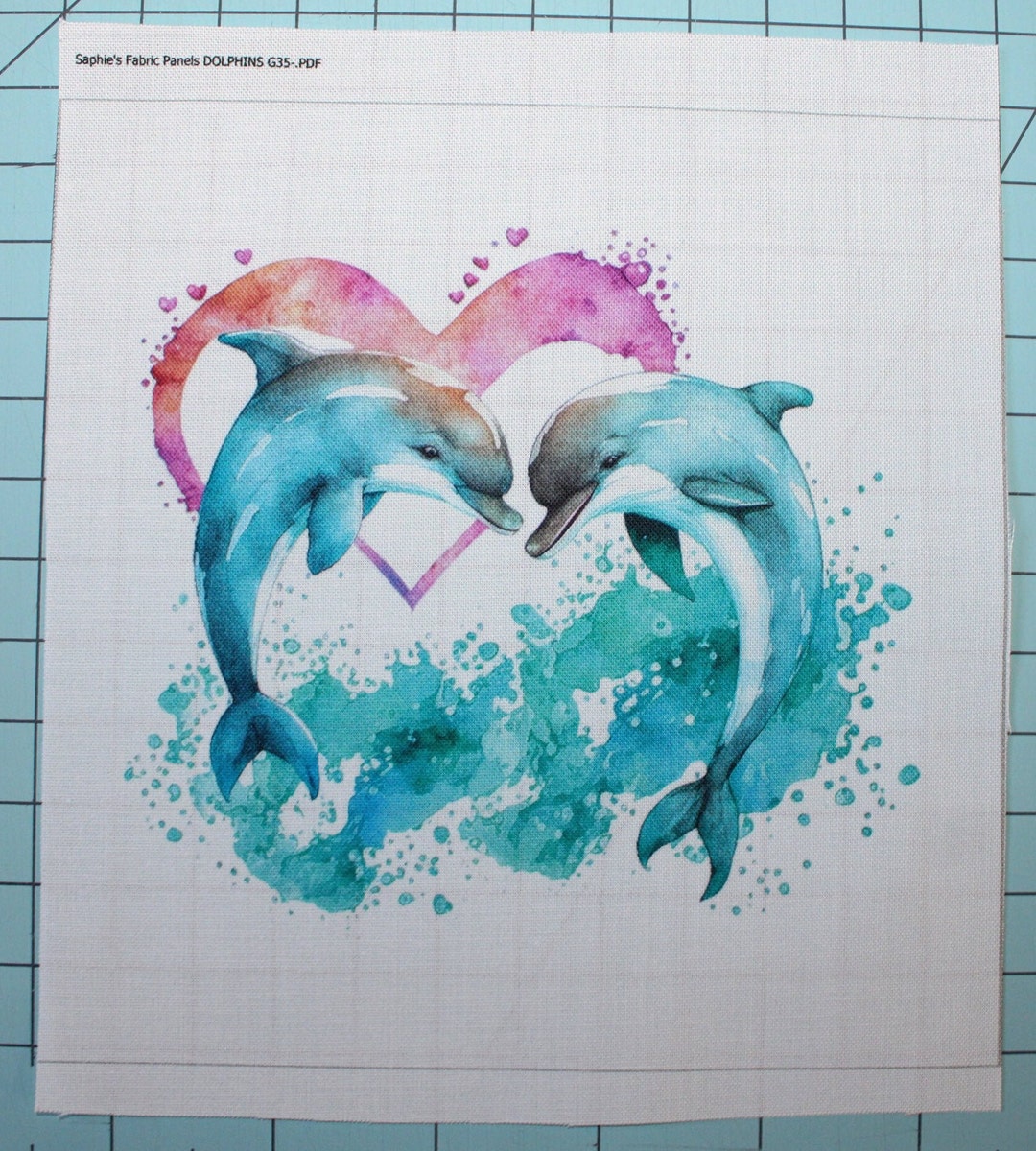Watercolor Dolphins 100% Cotton Fabric Panel Square Small Quilting ...
