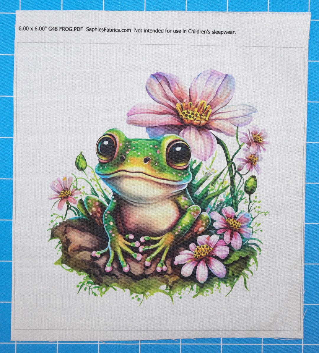 Floral Frog 100% Cotton Fabric Panel Block | Small Quilting Sewing ...