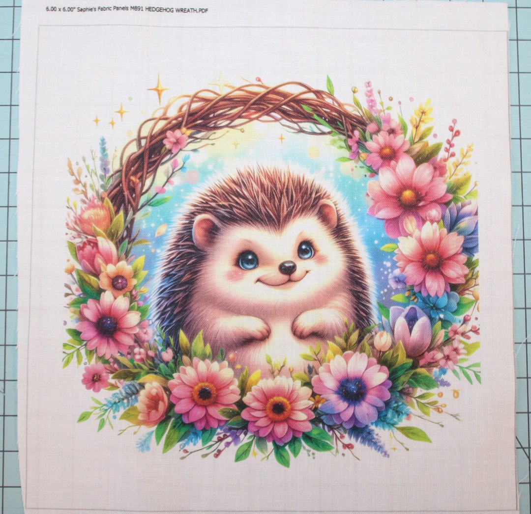 Hedgehog 100% Cotton Fabric Panel Block | Small Sewing Quilting Square ...