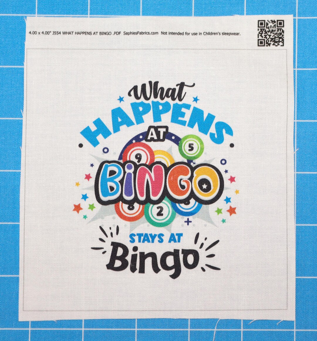 What Happens at Bingo Stays at Bingo 100% Cotton Fabric Panel Block ...