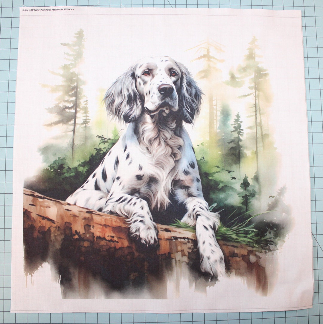 English Setter 100% Cotton Fabric Panel Block | Small Sewing Quilting ...