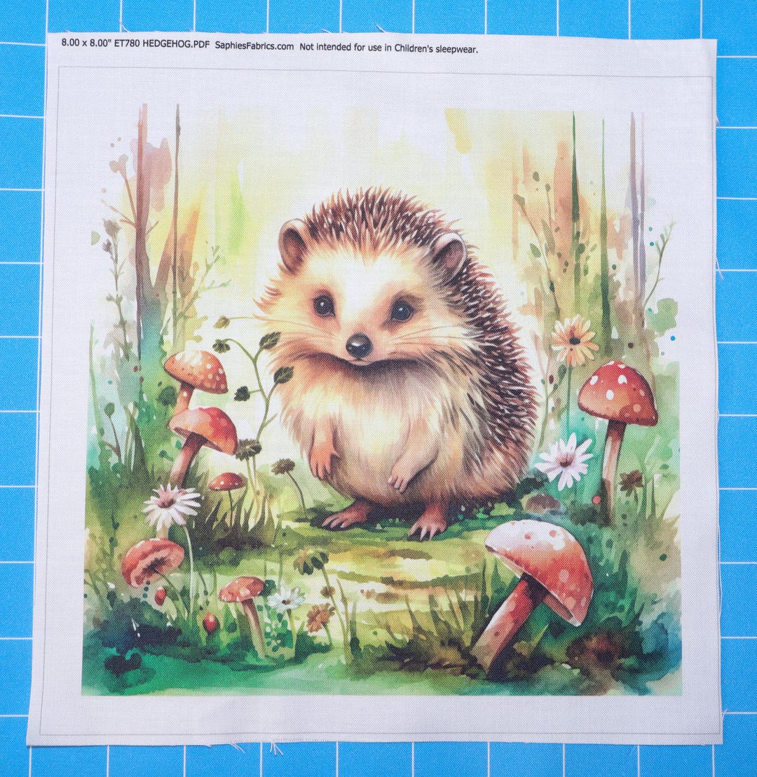 Hedgehog 100% Cotton Fabric Panel Block | Small Quilting Sewing Square ...