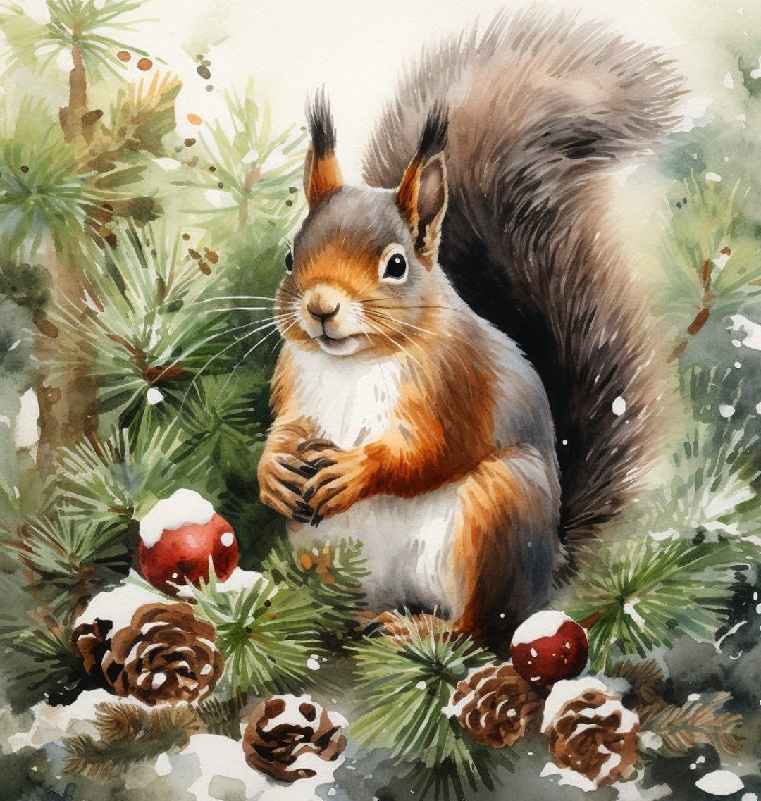 Squirrel 100% Cotton Fabric Panel Square Small Quilting Sewing Panel ...