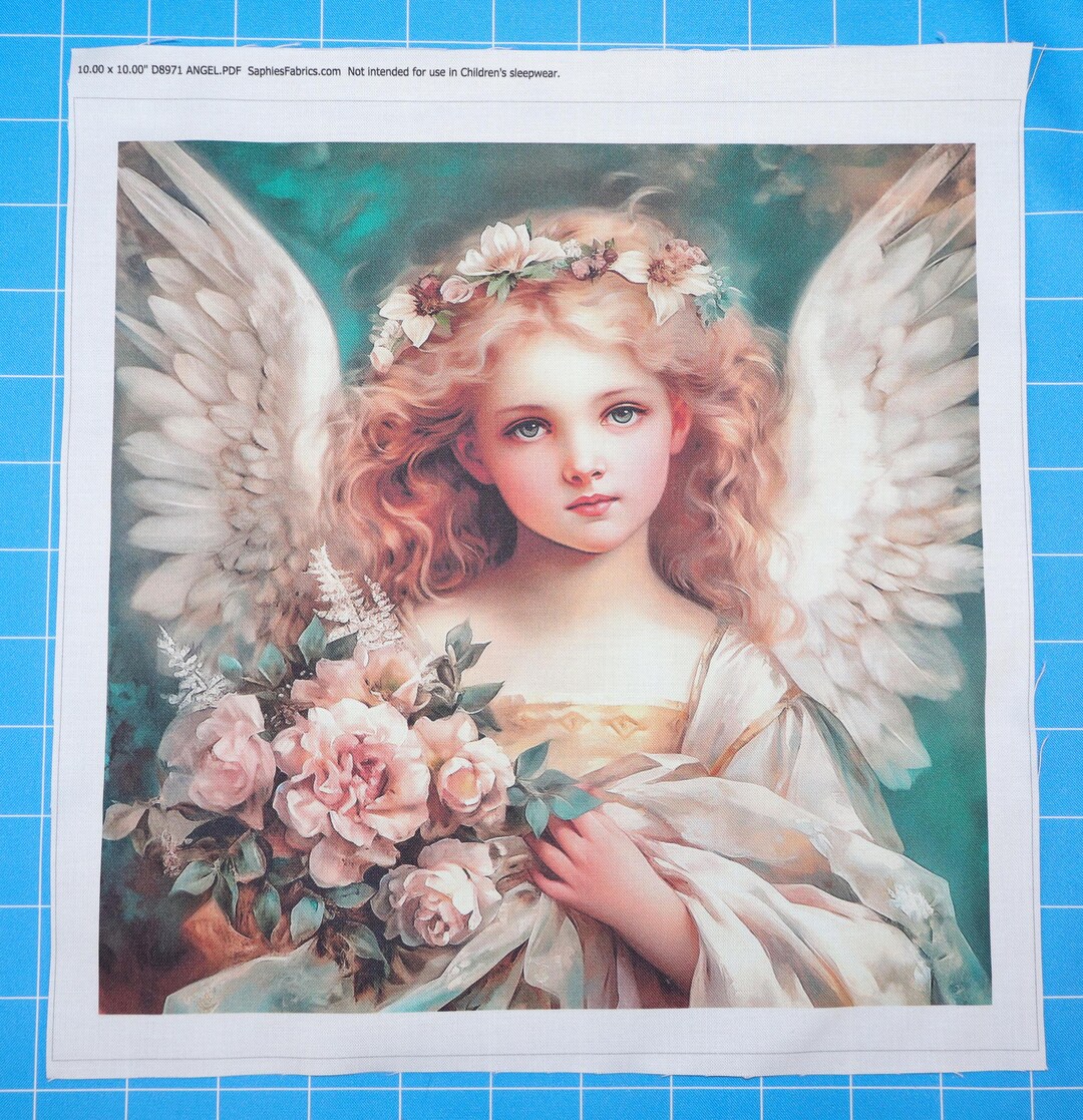 Angel 100% Cotton Fabric Panel Block | Small Quilting Sewing Square ...
