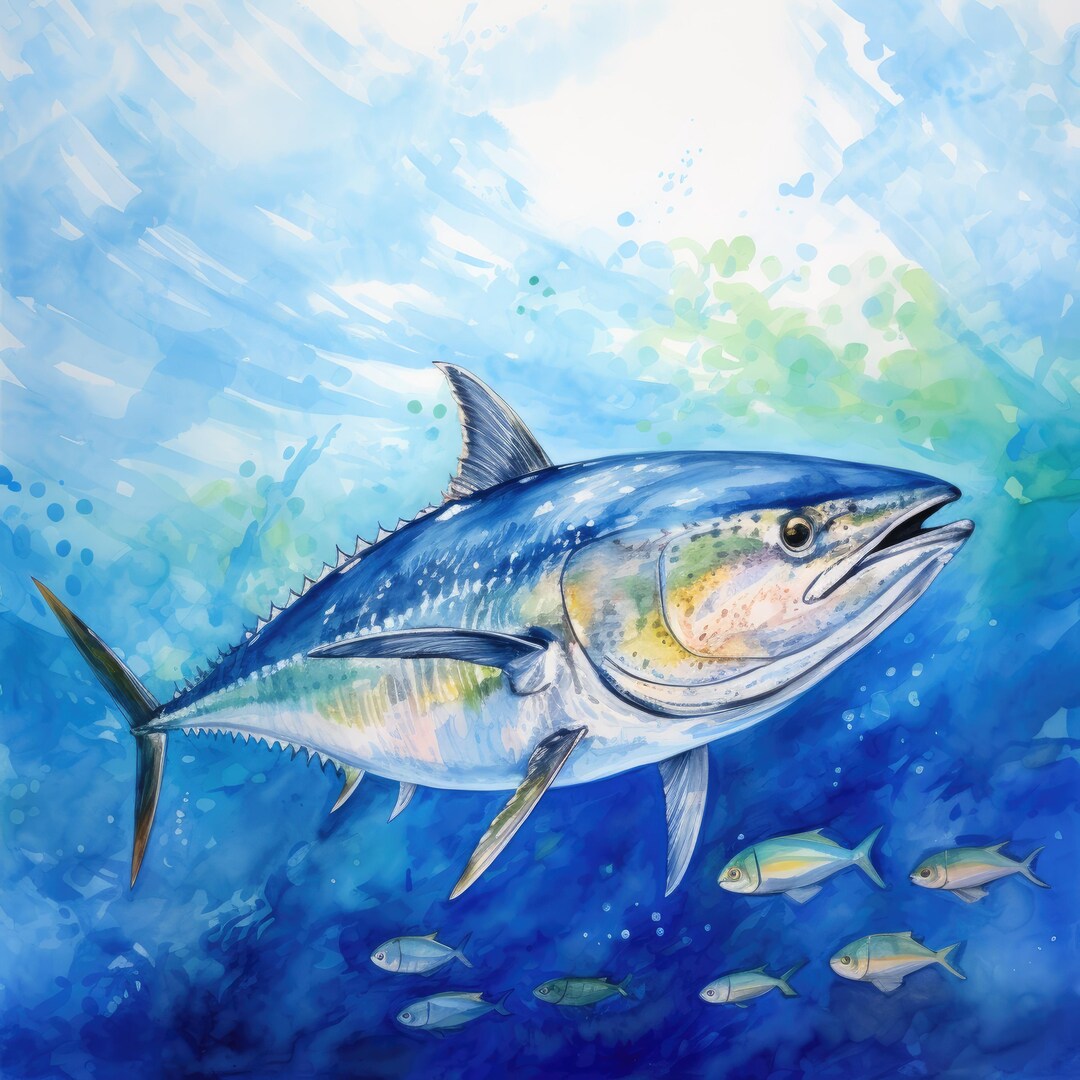 Tuna Fish 100% Cotton Fabric Panel Block | Small Quilting Sewing Square ...