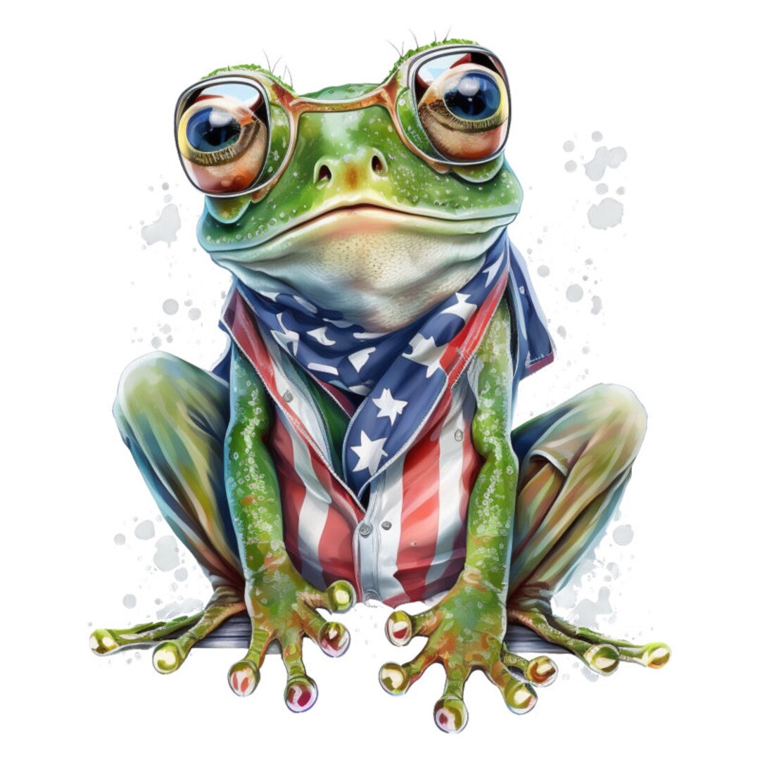 Patriotic Frog 100% Cotton Fabric Panel Square Small - Etsy