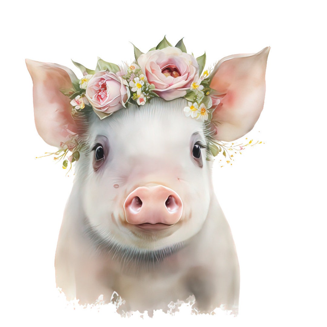 Boho Piglet Pig 100% Cotton Fabric Panel Square Small - Etsy