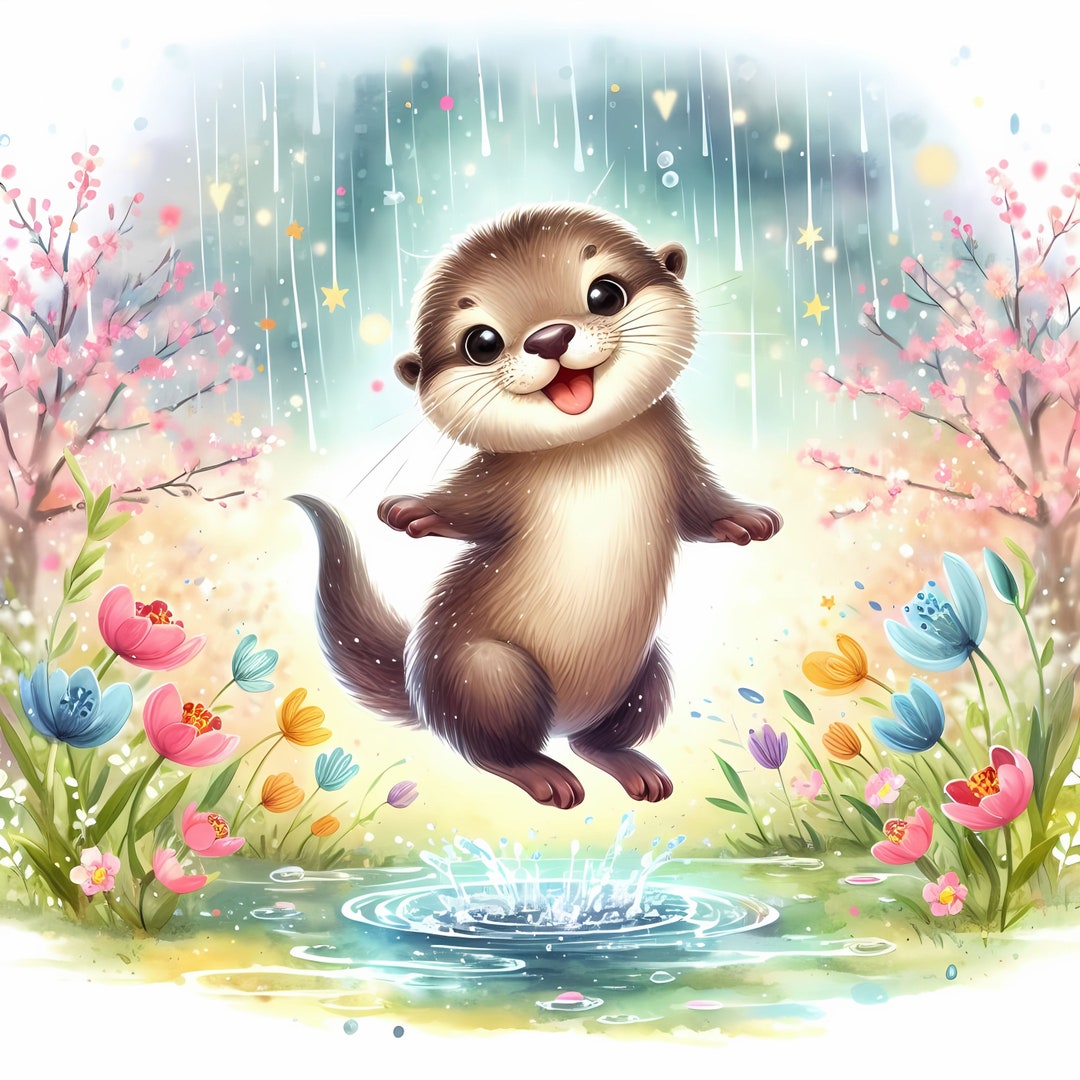 Fantasy Otter 100% Cotton Fabric Panel Square Small Sewing Quilting ...