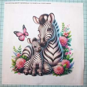 Floral Zebra 100% Cotton Fabric Panel Square Small Quilting Sewing ...