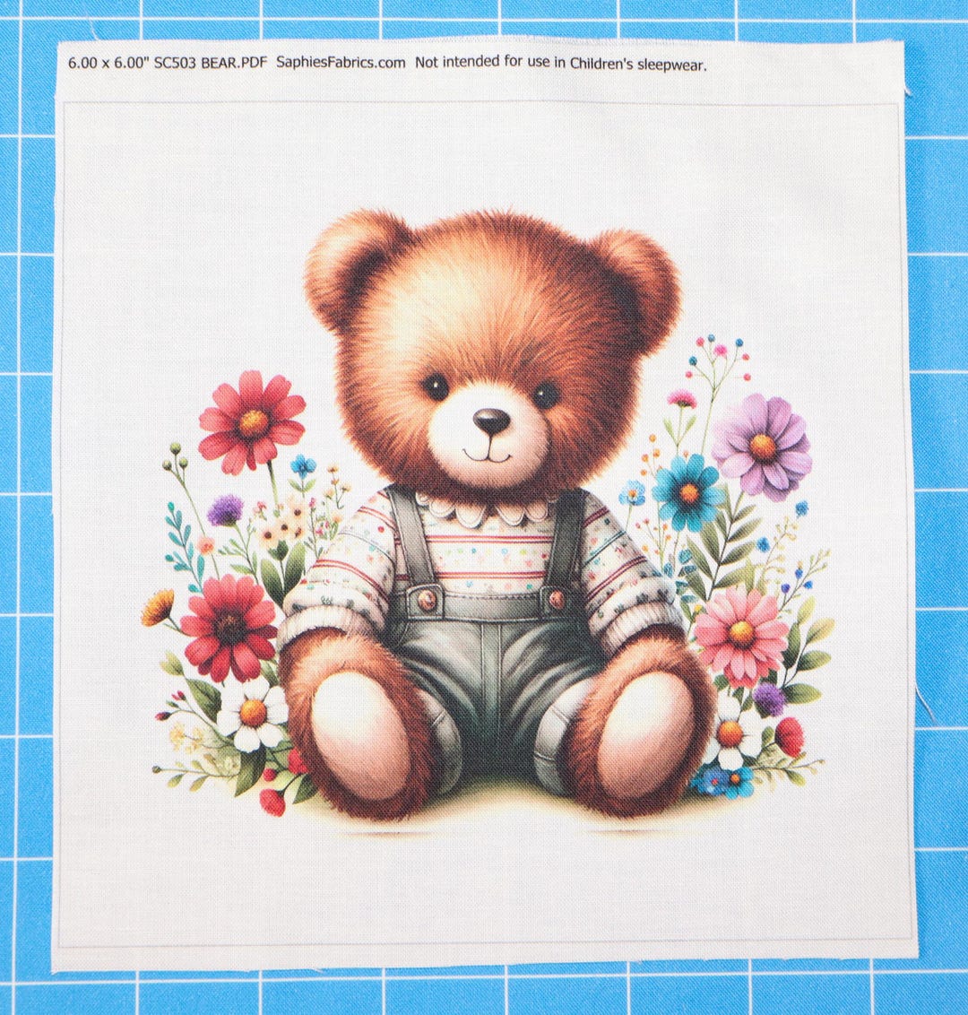Teddy Bear 100% Cotton Fabric Panel Block | Small Sewing Quilting ...