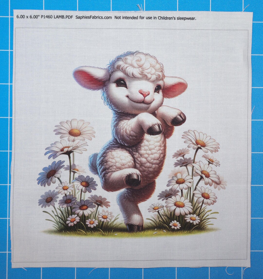 Sheep Lamb & Daisies 100% Cotton Fabric Panel Block | Small Quilting ...