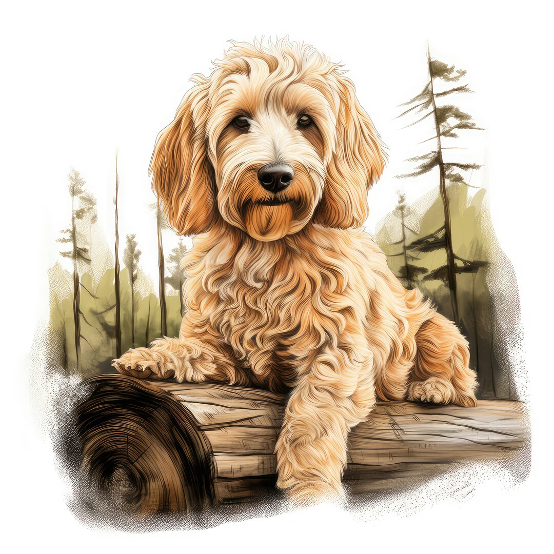 Goldendoodle Dog 100% Cotton Fabric Panel Square Small Sewing Quilting ...