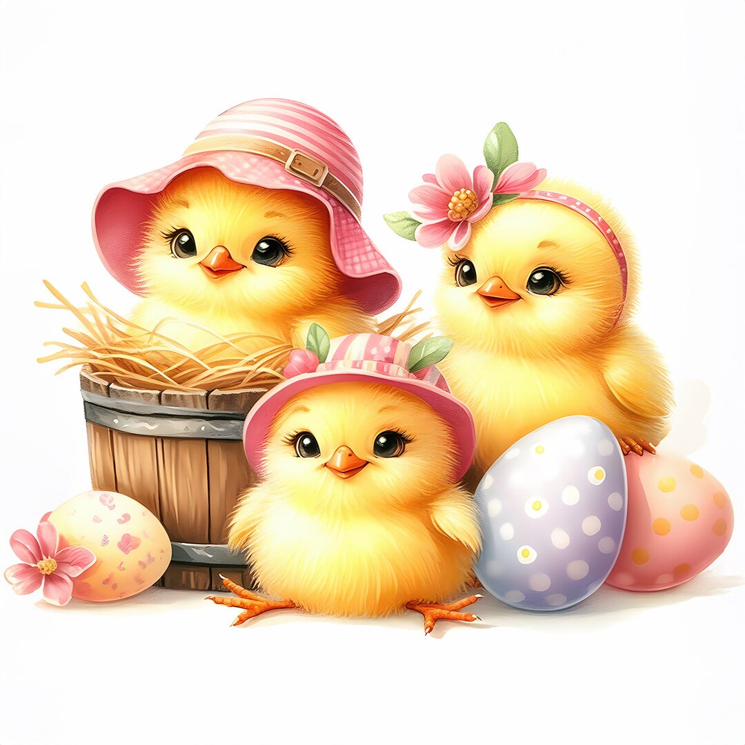 Easter Spring Chicks 100% Cotton Fabric Panel Square Small Sewing ...