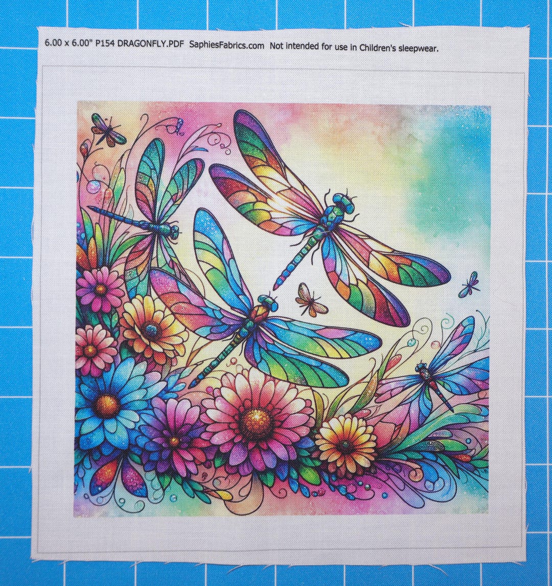 Dragonflies 100% Cotton Fabric Panel Block | Small Sewing Quilting ...