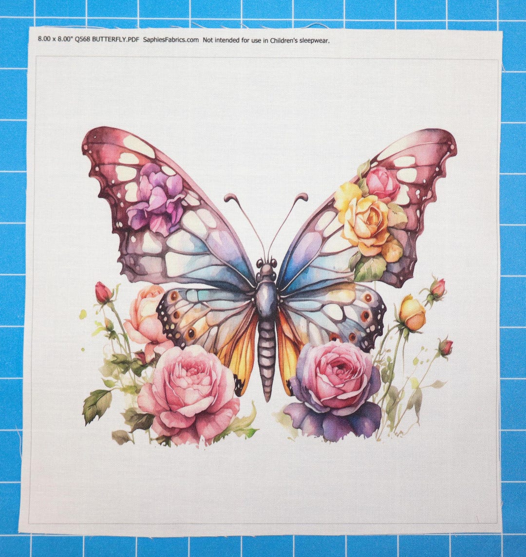 Floral Butterfly 100% Cotton Fabric Panel Block | Small Quilting Sewing Square Q568 - Etsy