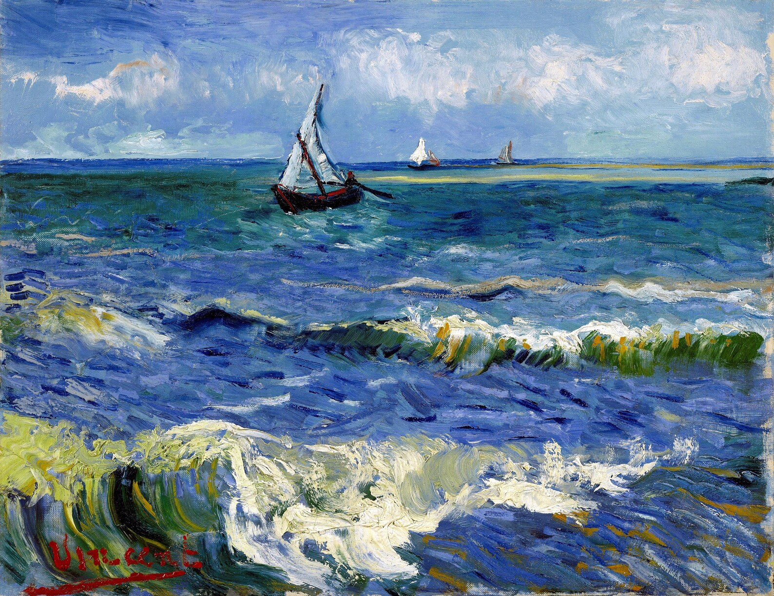 Vincent Van Gogh Sea Boats 100% Cotton Fabric Panel Quilting - Etsy