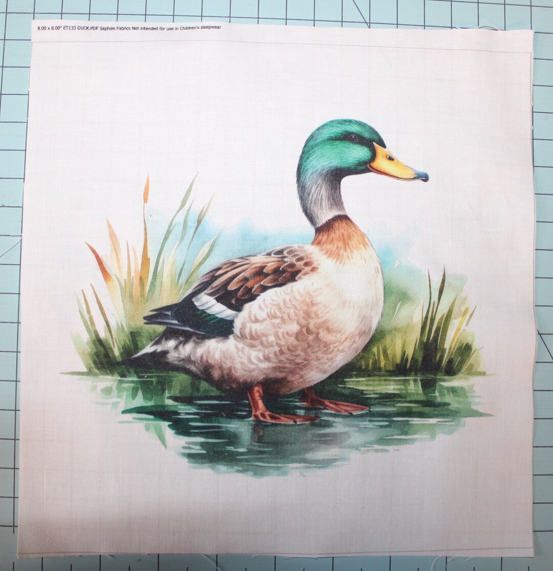 Mallard Duck 100% Cotton Fabric Panel Square Small Sewing Quilting ...