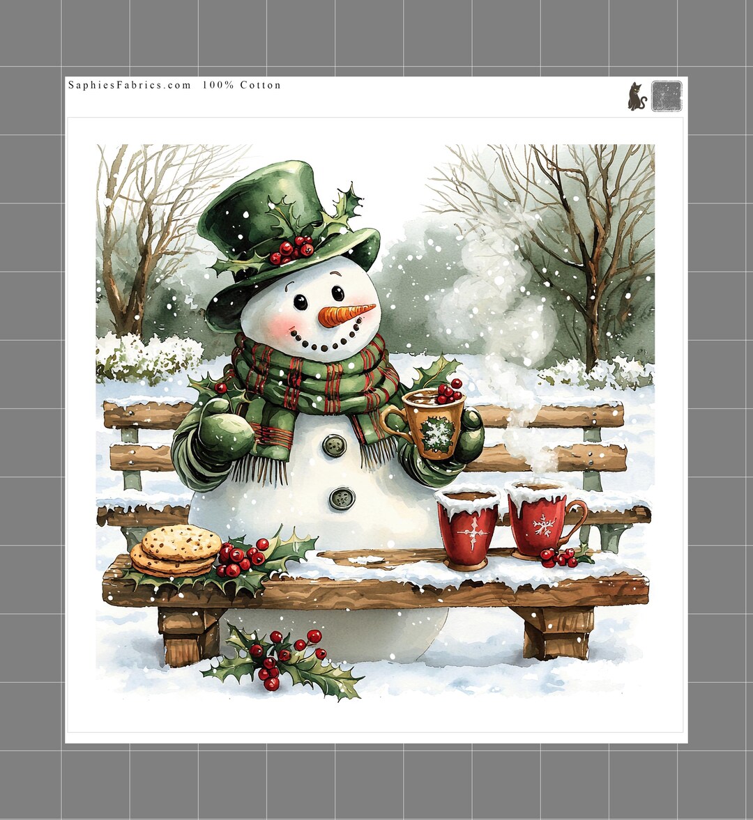 Snowman 100% Cotton Fabric Panel Block Quilt Square T869 - Etsy