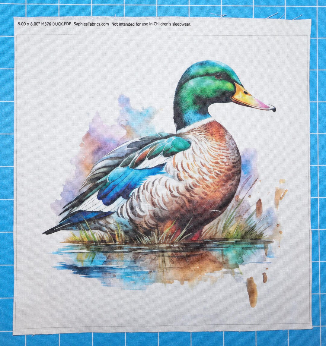 Mallard Duck 100% Cotton Fabric Panel Block | Small Sewing Quilting ...