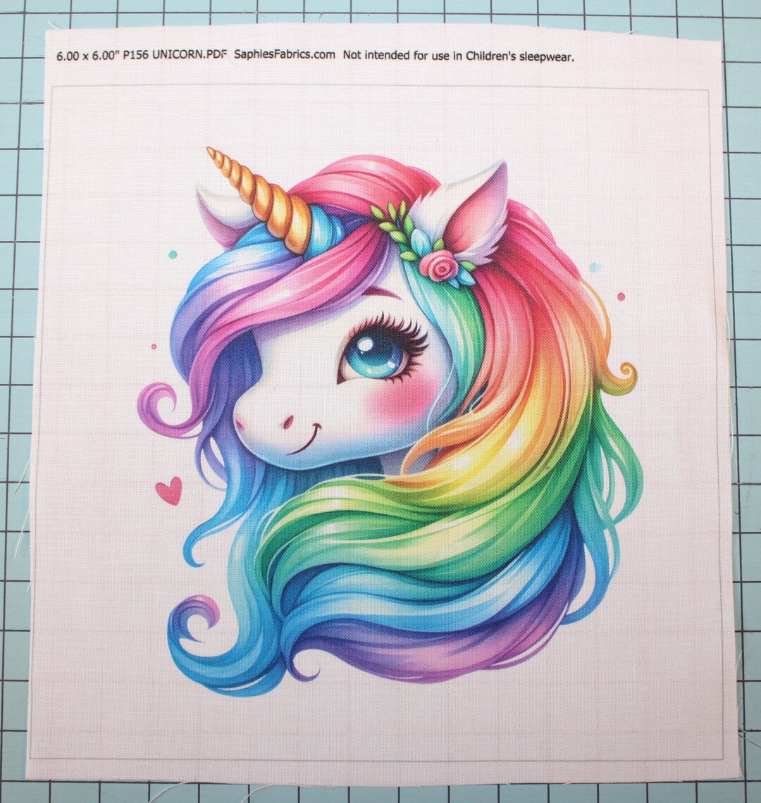 Unicorn 100% Cotton Fabric Panel Square Small Sewing Quilting Block ...