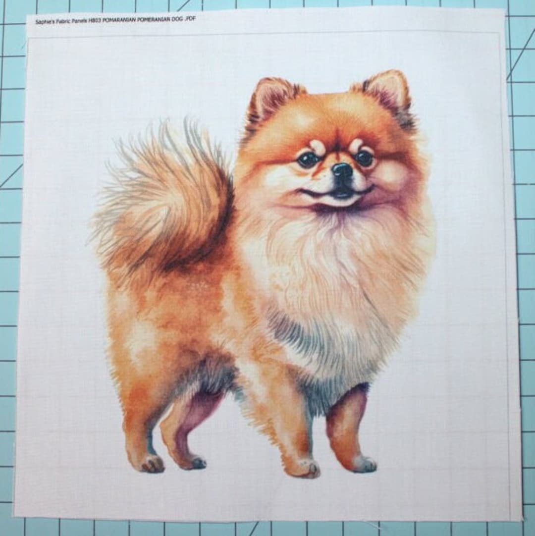 Pomeranian Dog 100% Cotton Fabric Panel Square Small Quilting Sewing ...