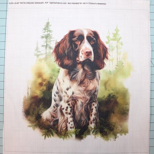 English Springer 100% Cotton Fabric Panel Block | Small Sewing Quilting ...