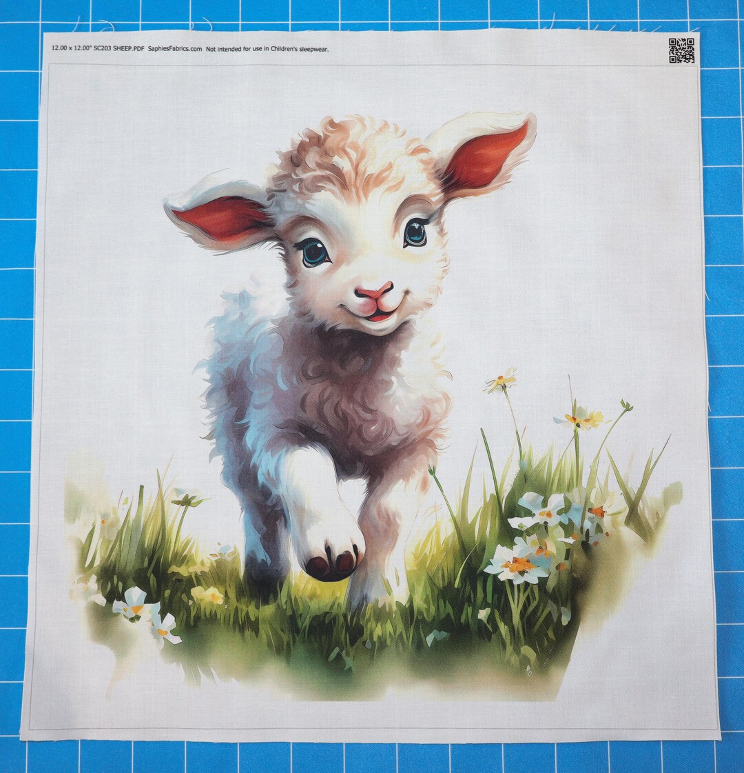 Sheep/lamb 100% Cotton Fabric Panel Block | Small Quilting Sewing ...