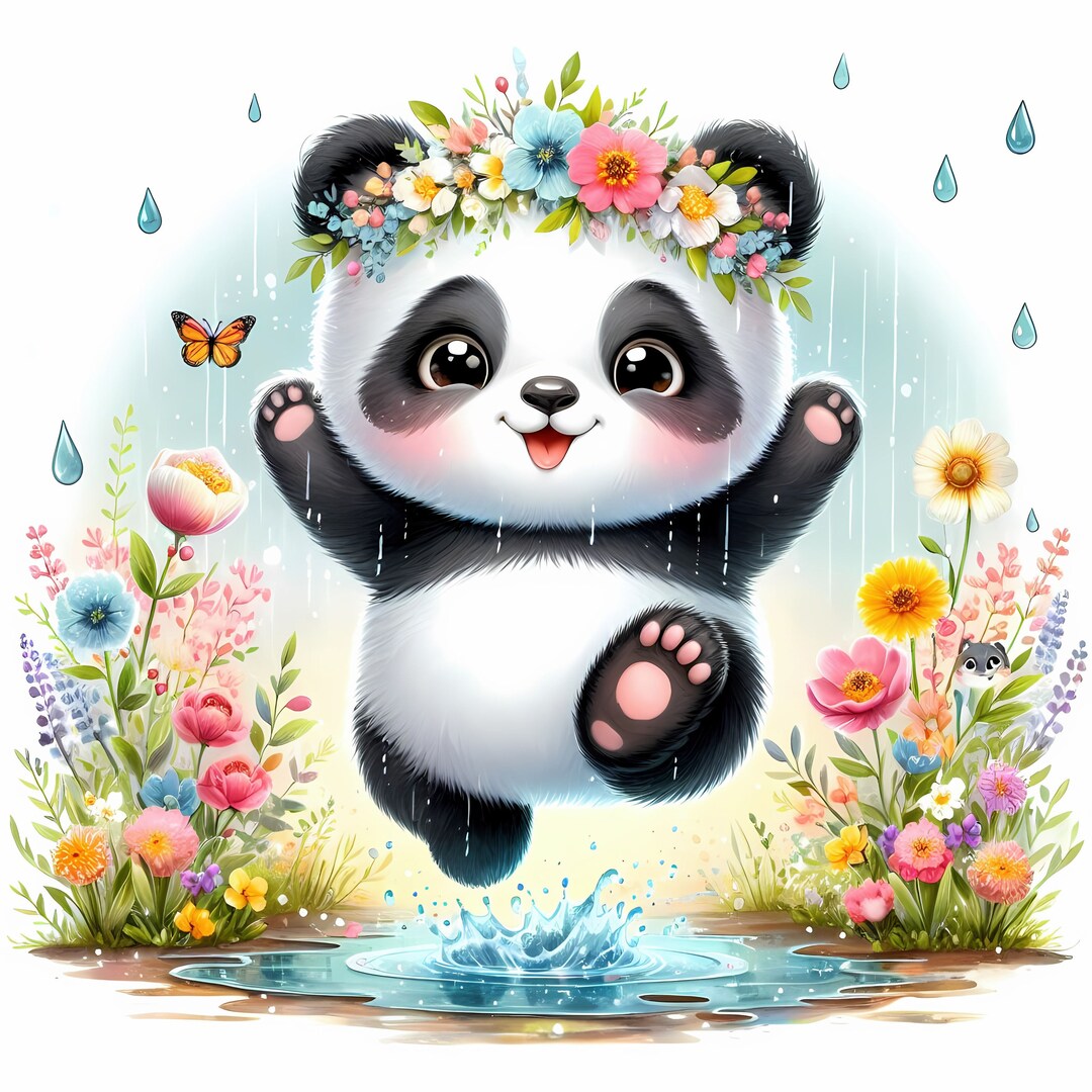 Fantasy Panda Bear 100% Cotton Fabric Panel Square Small Sewing ...