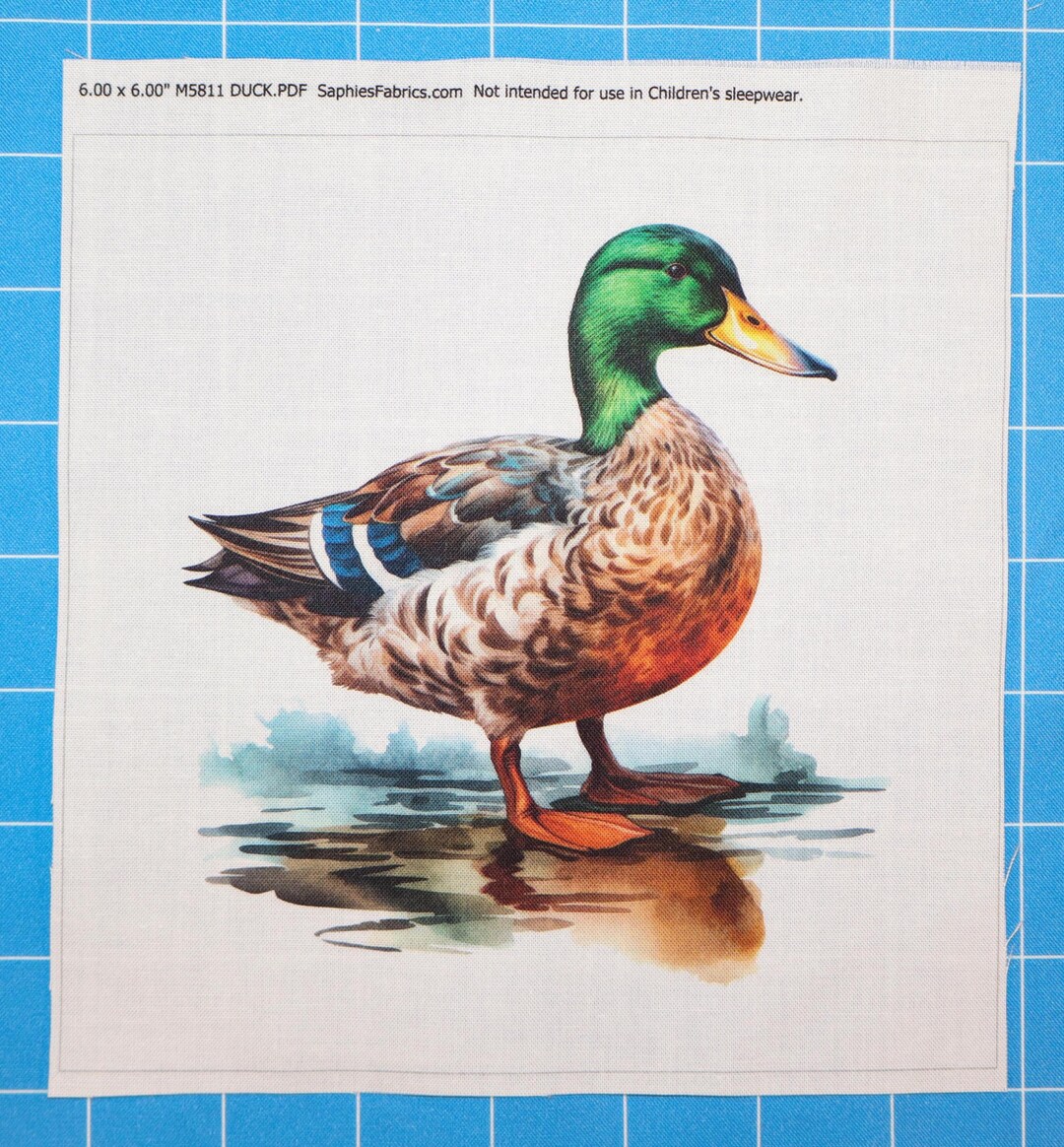 Mallard Duck 100% Cotton Fabric Panel Block | Small Sewing Quilting ...