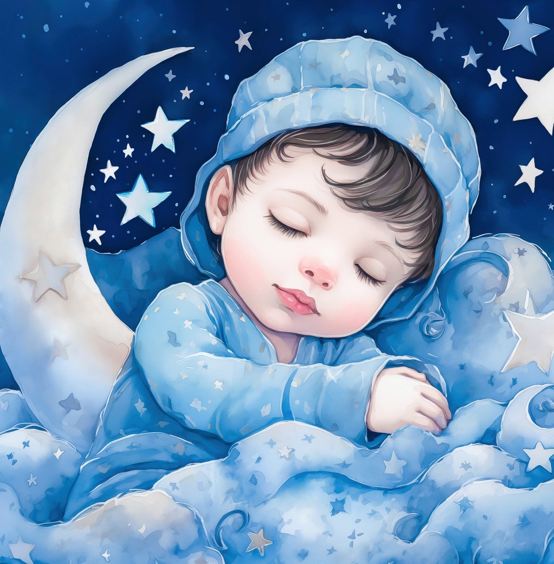 Sleepy Baby 100% Cotton Fabric Panel Square Small Sewing Quilting Block ...