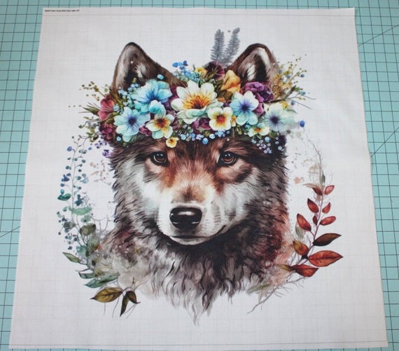 Wolf Quilt Pattern Cotton Panels